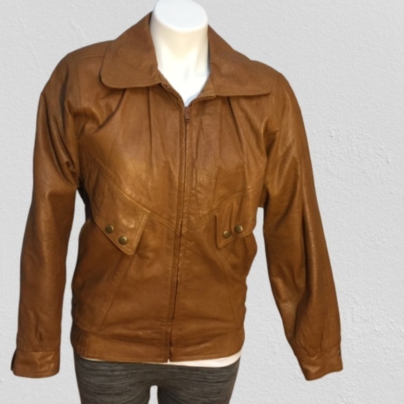 Vintage | Jackets & Coats | Vintage Kc Collection Leather Bomber Coat ...